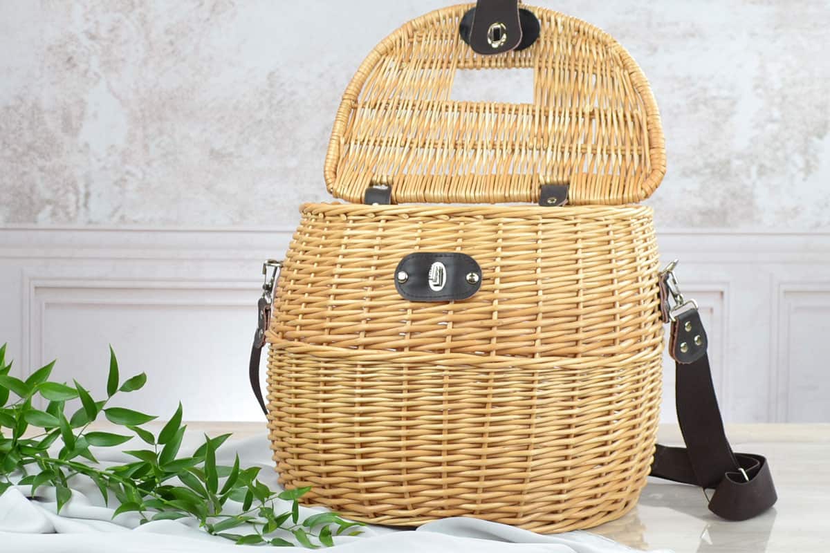 Trout Creel Picnic Basket Heather and Bale